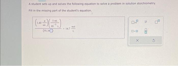 Solved A student sets up and solves the following equation | Chegg.com