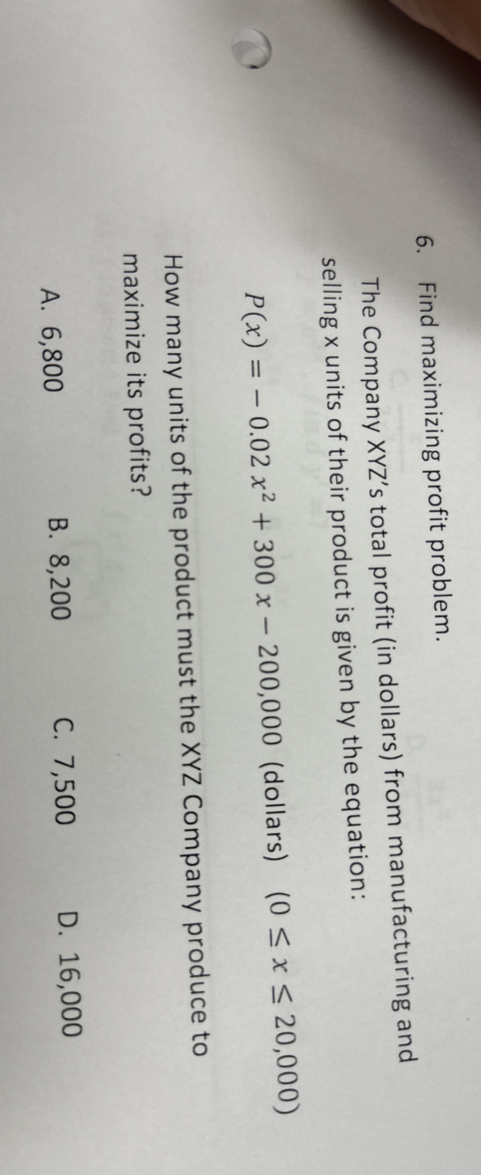 Solved Find maximizing profit problem.The Company XYZ's | Chegg.com