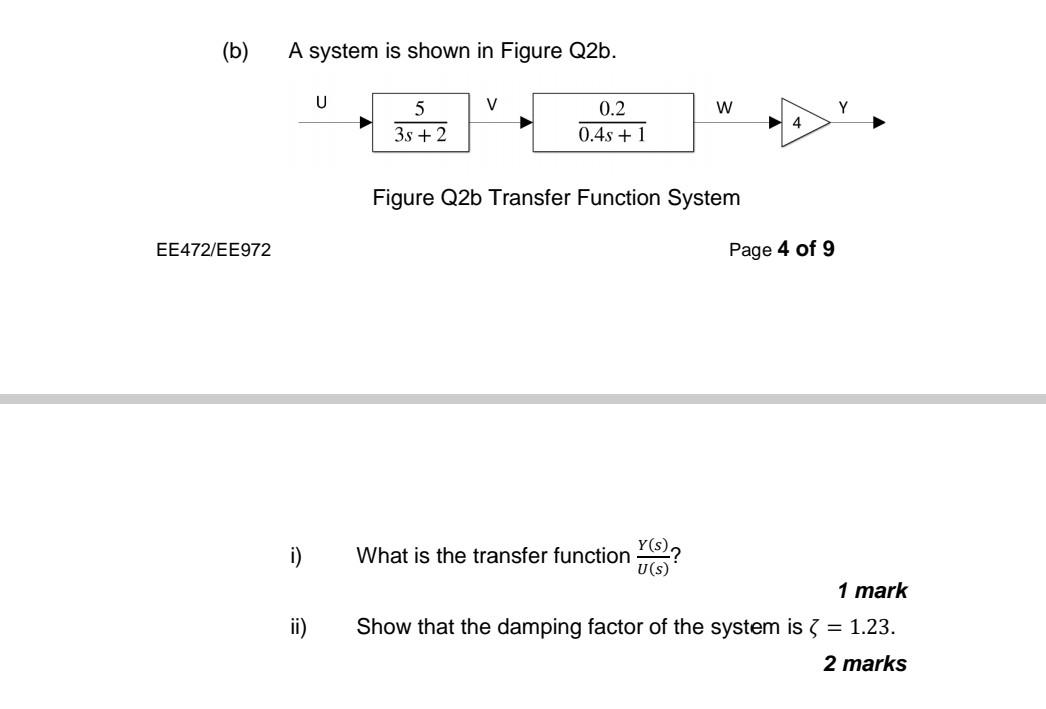 Solved (b) A system is shown in Figure Q2b. U V W Y 5 3s + 2 | Chegg.com