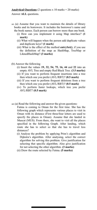 Solved 20 marks) Analytical Questions (2 questions x 10 | Chegg.com
