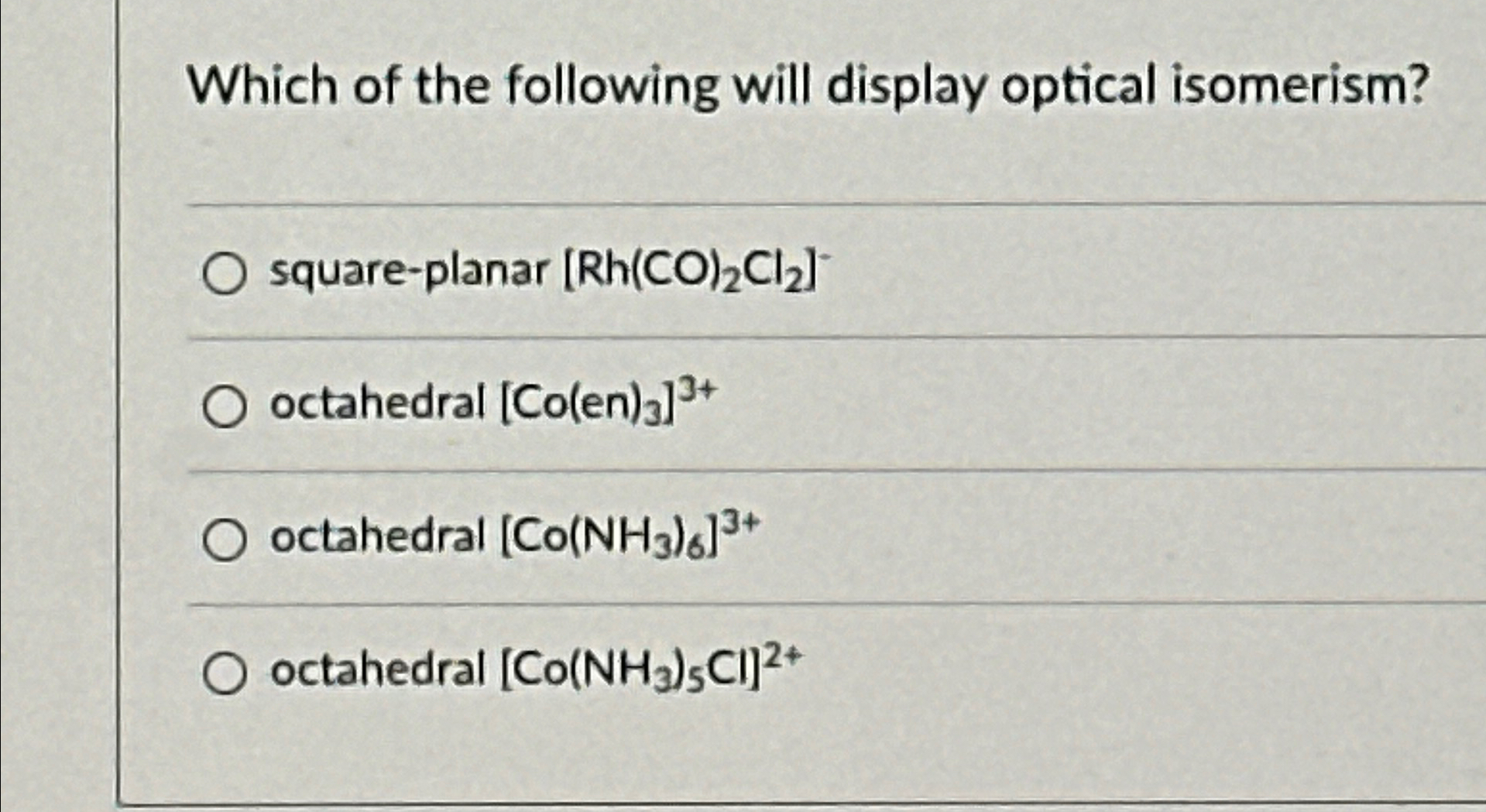 Which of the following will display optical | Chegg.com