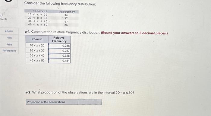 Solved a-2. What proportion of the observations are in the | Chegg.com