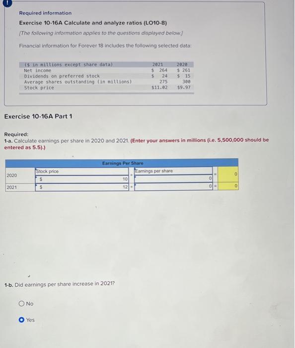 Solved Required information Exercise 10-16A Calculate and | Chegg.com