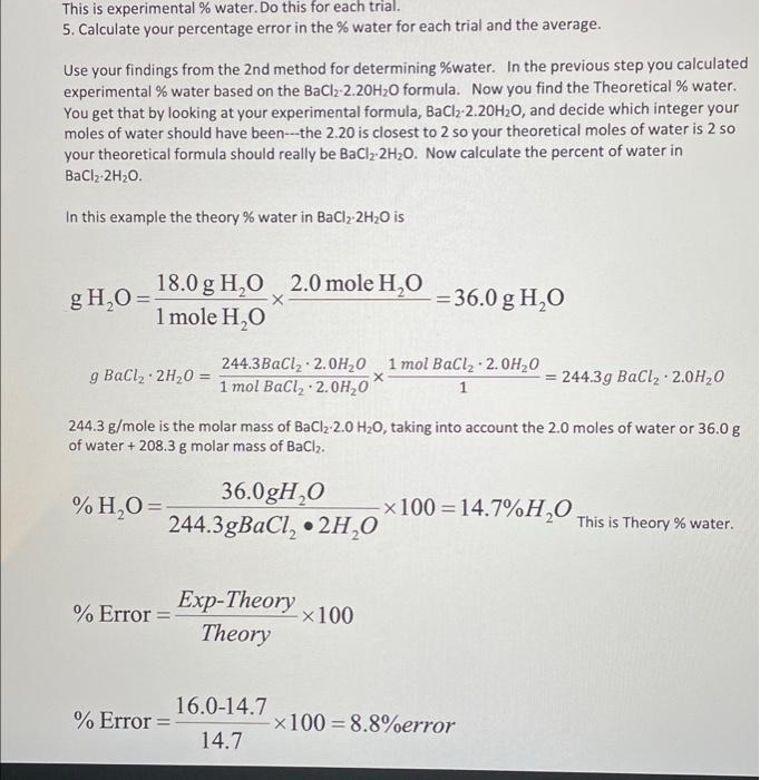 Solved calulate the mass % water with both methods. | Chegg.com Solved calulate the mass % water with both methods. | Chegg.com