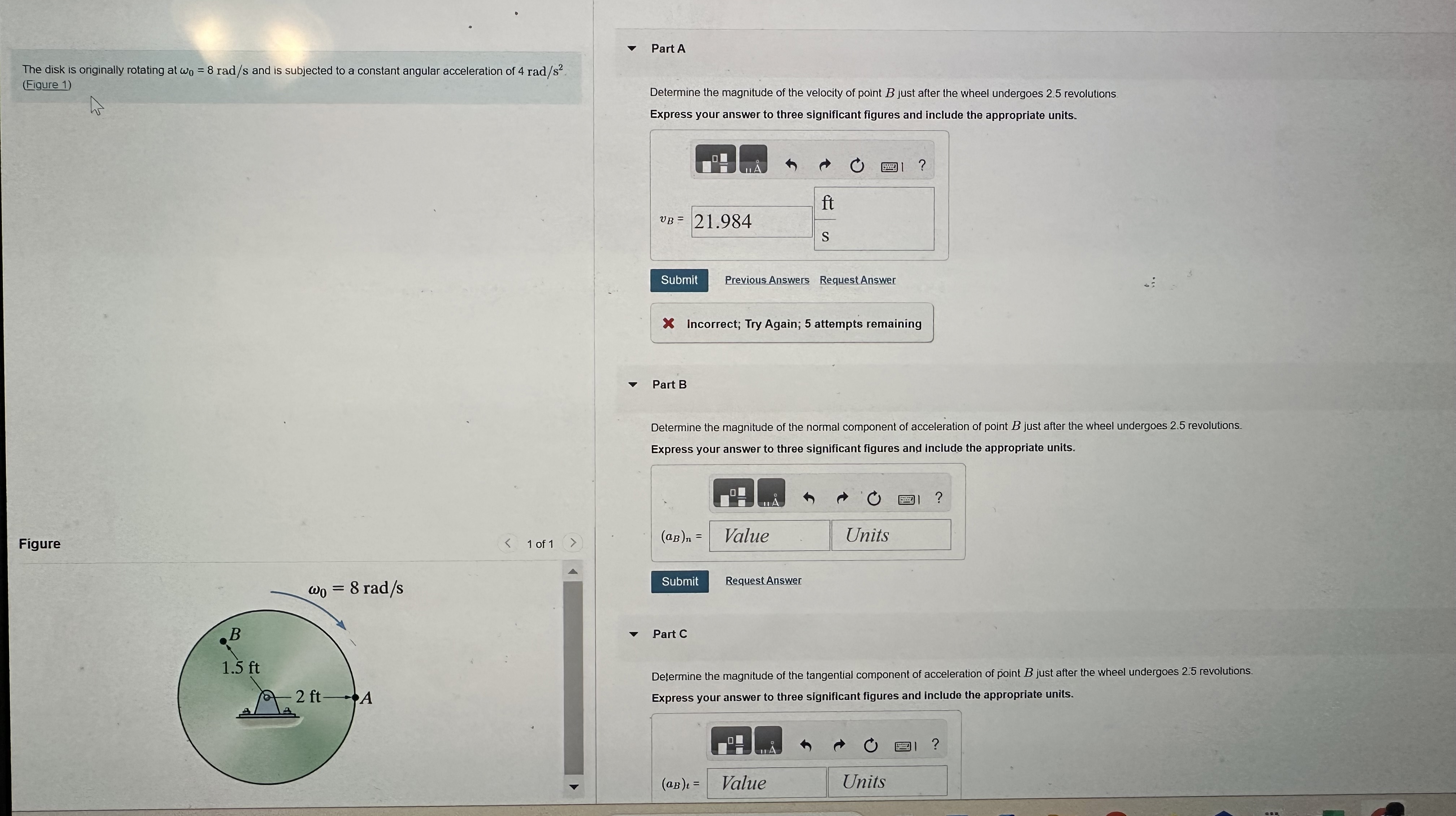 Solved The disk is originally rotating at ω0=8rads ﻿and is | Chegg.com