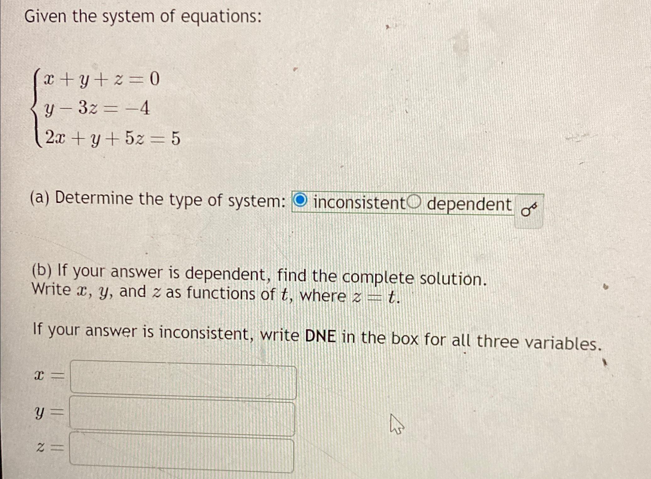 Solved Given the system of | Chegg.com