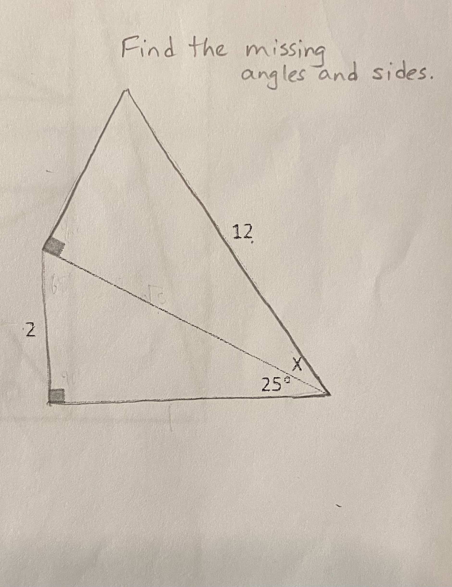 Solved Find the missing angles and sides. | Chegg.com