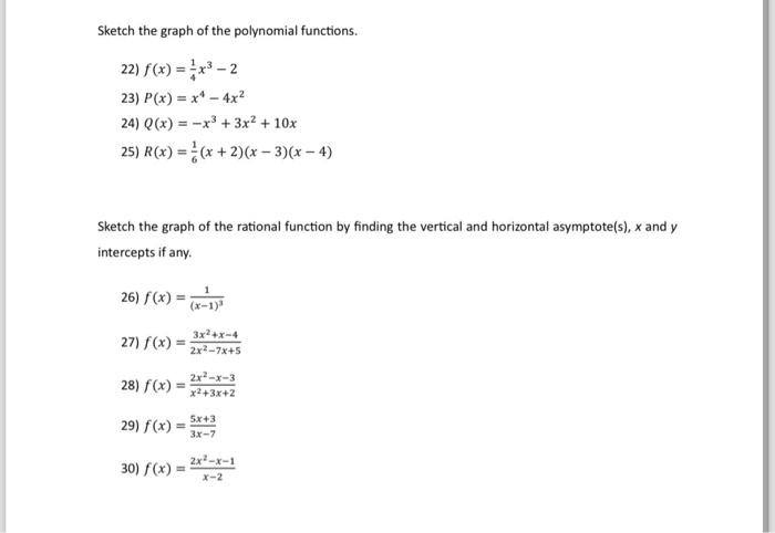 Solved Sketch the graph of the polynomial functions. 22) | Chegg.com
