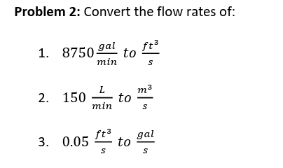 Solved Problem 2: Convert the flow rates of:8750galmin ﻿to | Chegg.com