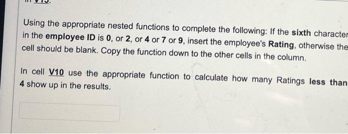 In cell U15: Use the appropriate nested functions: If | Chegg.com