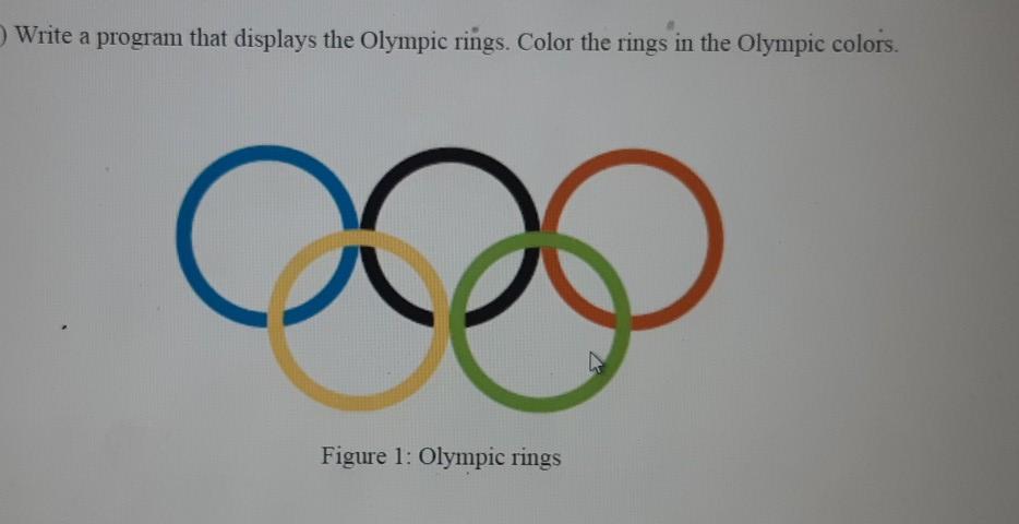 Solved Write a program that displays the Olympic rings. | Chegg.com