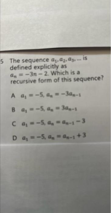 Solved The sequence a1,a2,a3,… is defined explicitly as | Chegg.com