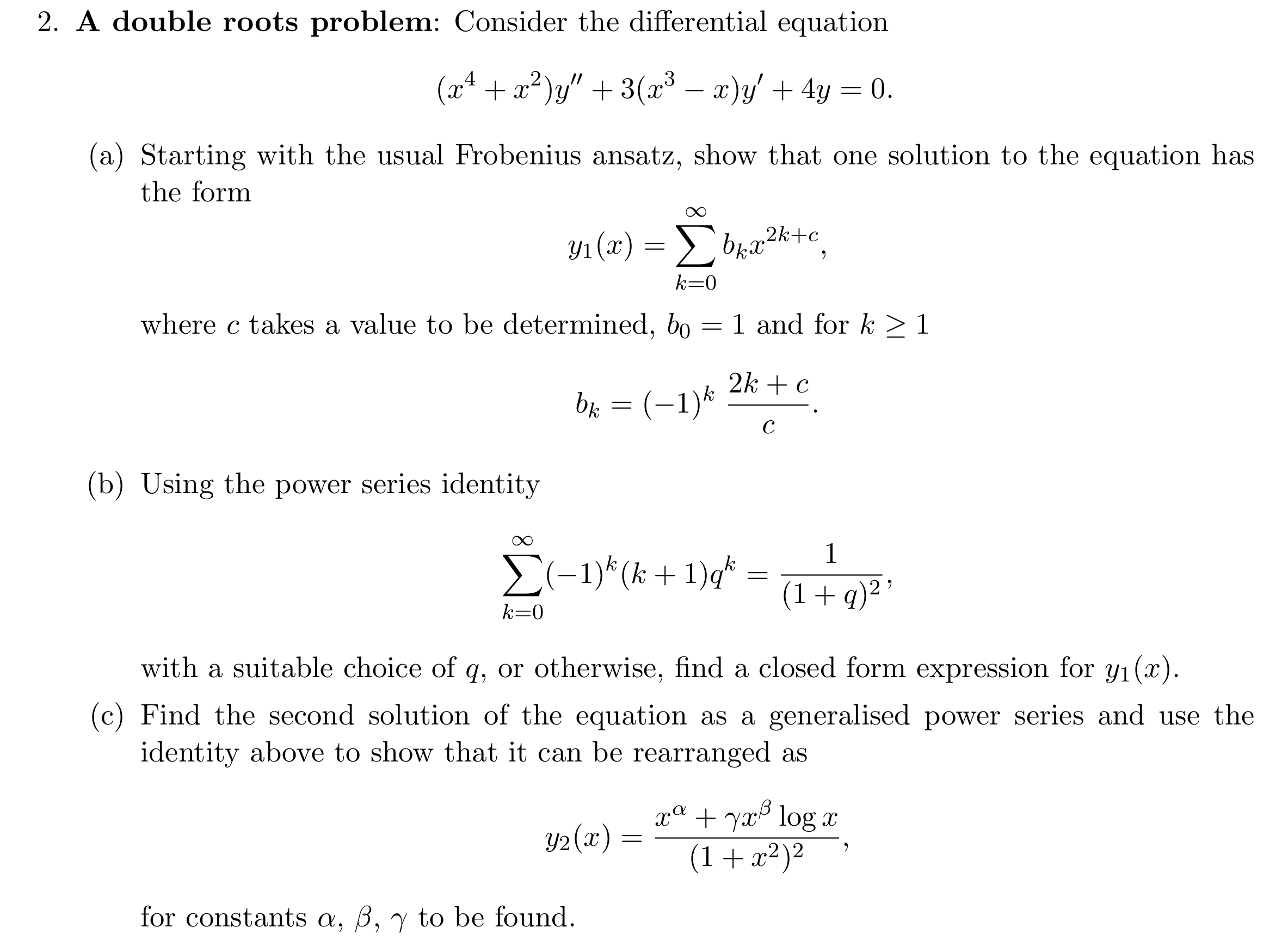 Solved A double roots problem: Consider the differential | Chegg.com