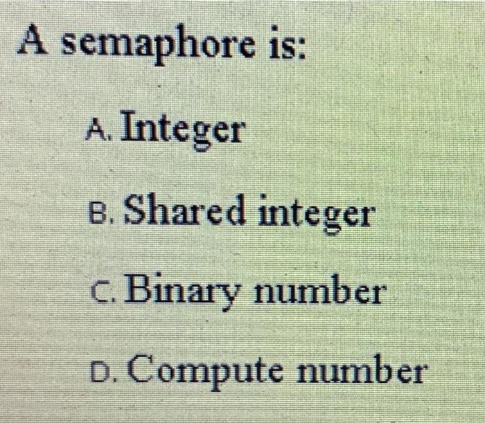 Solved A Semaphore Is A Integer B Shared Integer C 8295