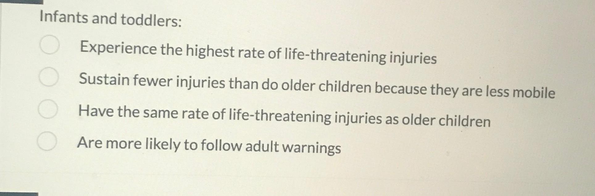 Solved Infants and toddlers:Experience the highest rate of | Chegg.com