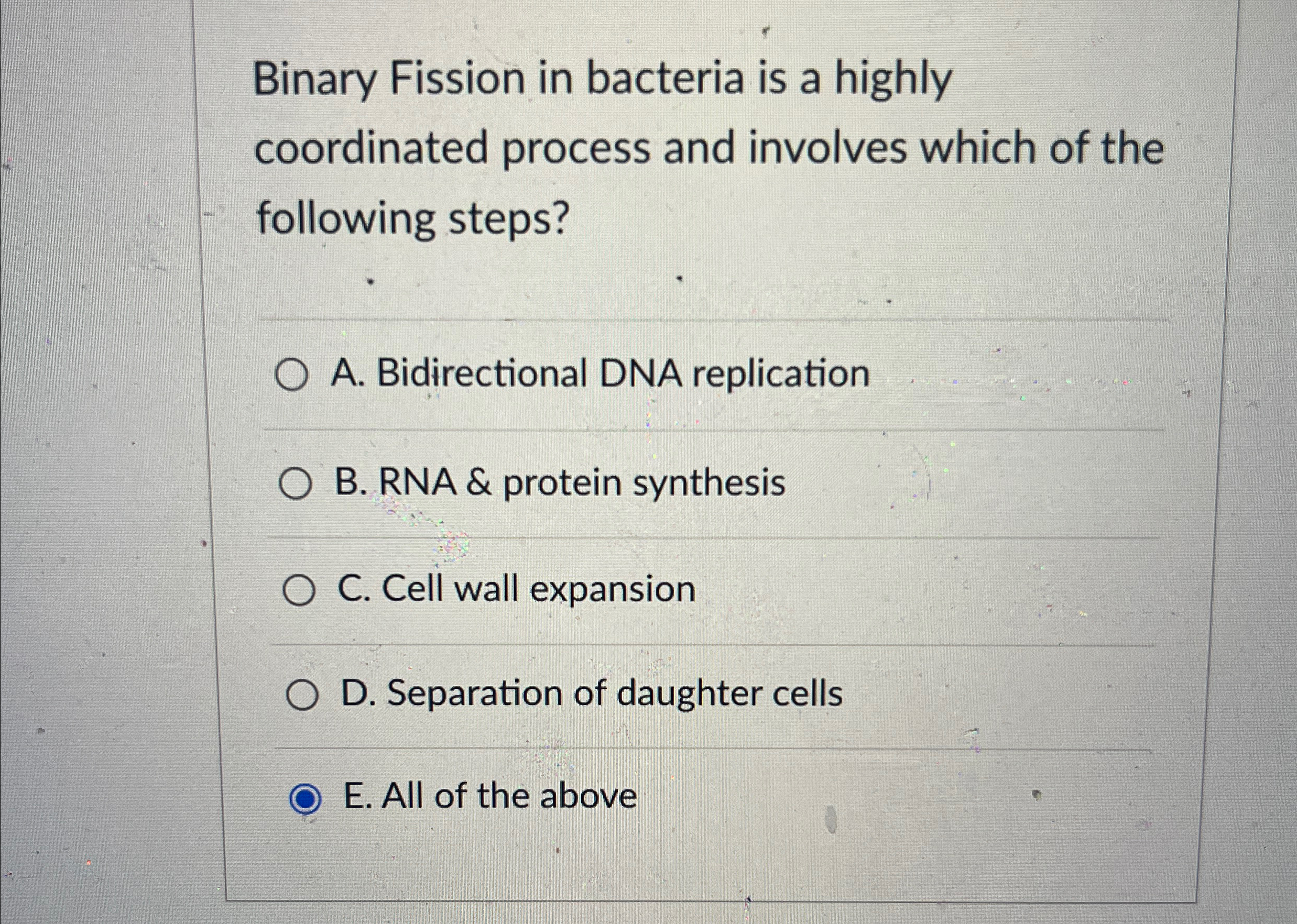 Solved Binary Fission in bacteria is a highly coordinated | Chegg.com