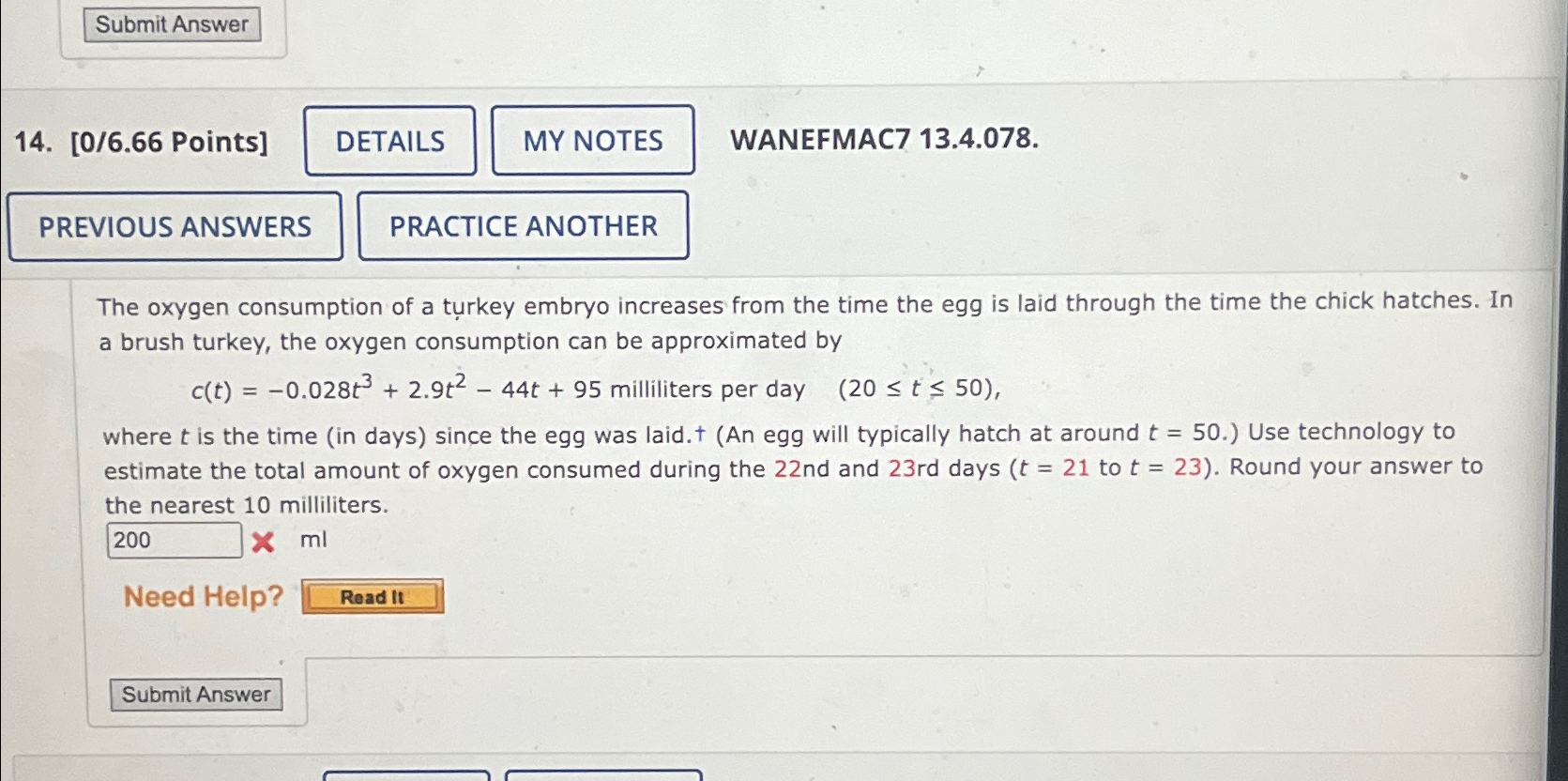 Solved [0/6.66 ﻿Points]WANEFMAC7 13.4.078.PREVIOUS | Chegg.com