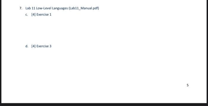 Solved 7. Lab 11 Low-Level Languages (Lab11_Manual.pdf) c. | Chegg.com