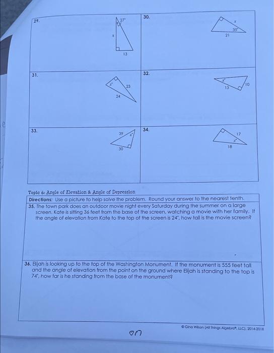 Solved Topic 3: Special Right Triangles Directions: Label | Chegg.com