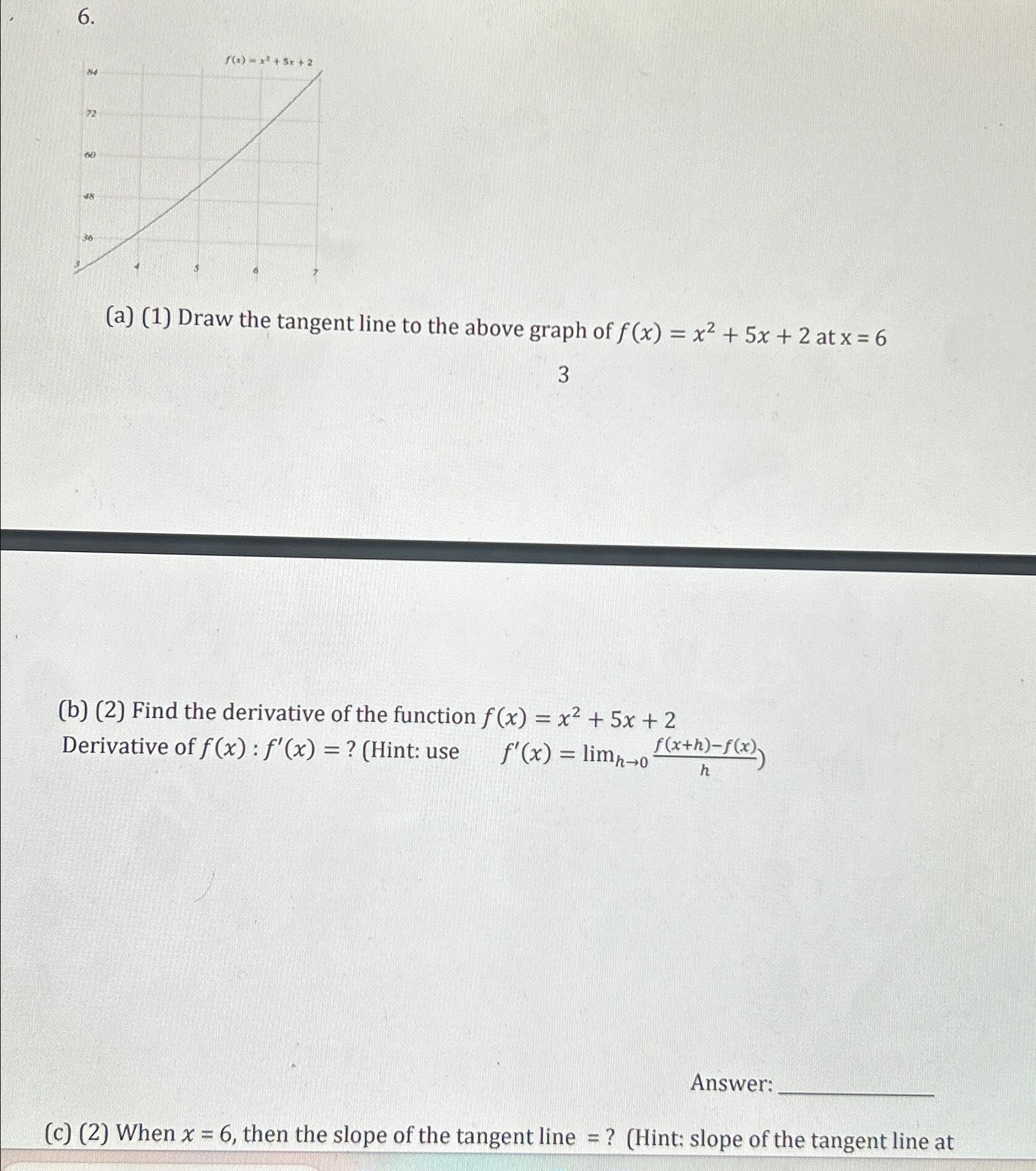 Solved (a) (1) ﻿Draw the tangent line to the above graph of | Chegg.com