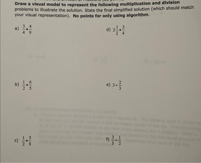 Solved Draw a visual model to represent the following | Chegg.com