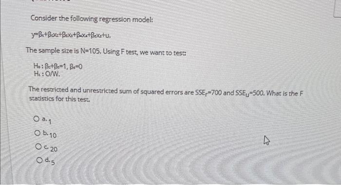 Solved Consider the following regression model: | Chegg.com