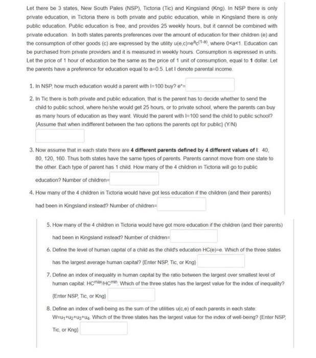 Let there be 3 states, New South Pales (NSP), | Chegg.com