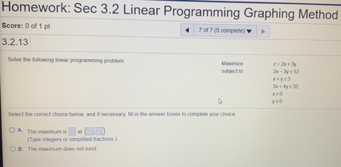Solved Homework: Sec 3.2 Linear Programming Graphing Method | Chegg.com