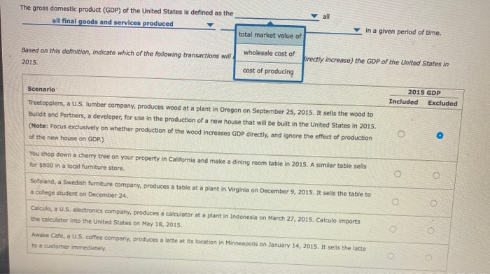 Solved 1. Activities included (or not included) In the | Chegg.com