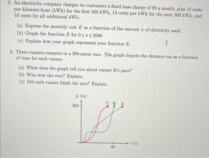 Solved 2. An electricity company charges its customers a | Chegg.com