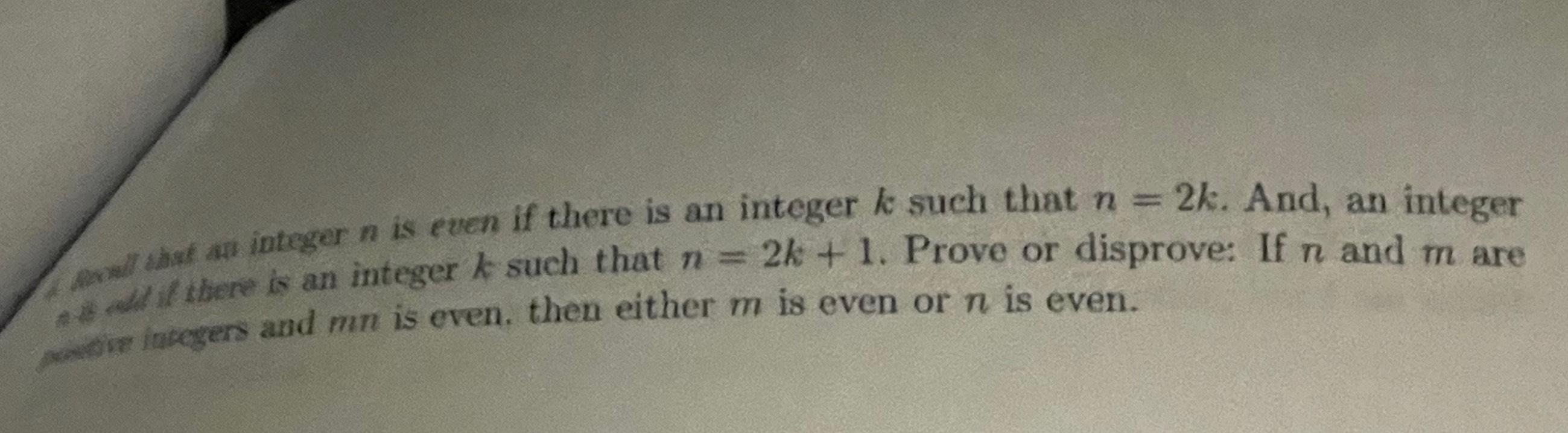Solved penwl that an integer n ﻿is even if there is an | Chegg.com
