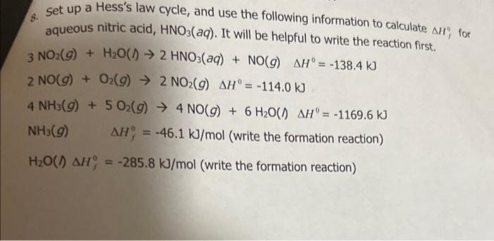 Solved Set up a Hess's law cycle, and use the following | Chegg.com