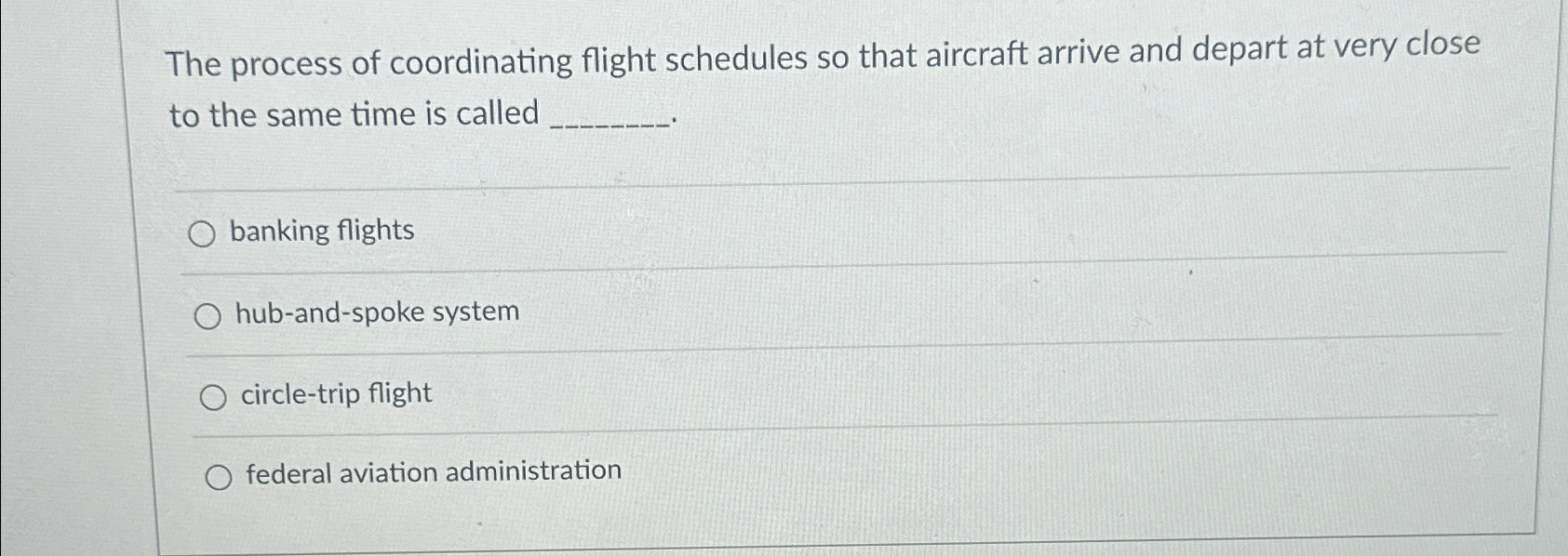Solved The process of coordinating flight schedules so that | Chegg.com