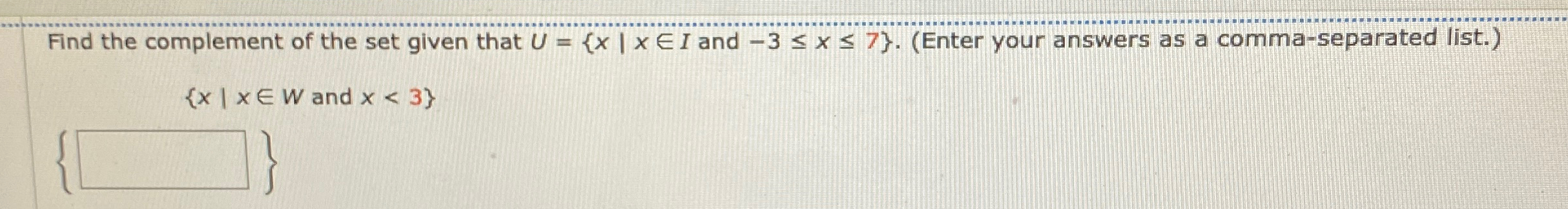Solved Find the complement of the set given that and | Chegg.com