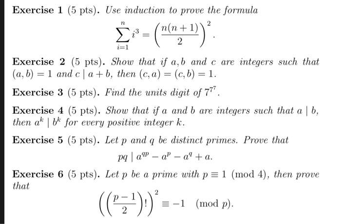 Solved Exercise 1 (5 pts). Use induction to prove the | Chegg.com Solved Exercise 1 (5 pts). Use induction to prove the | Chegg.com