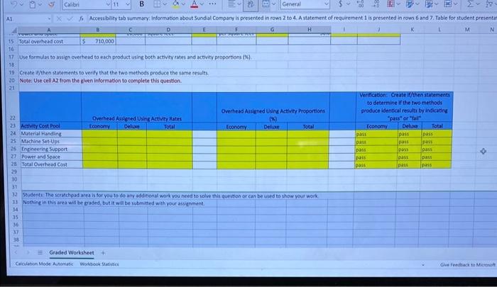 A1 fx Accessibility tab summary: Information about | Chegg.com