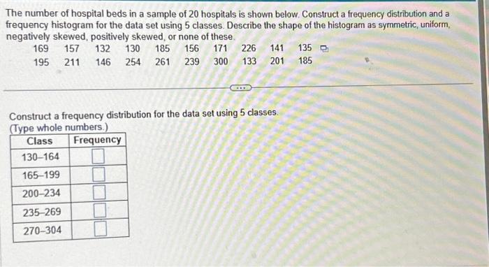 Solved The number of hospital beds in a sample of 20 | Chegg.com