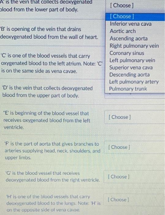 Solved A is the vein that collects deoxygenated blood from | Chegg.com