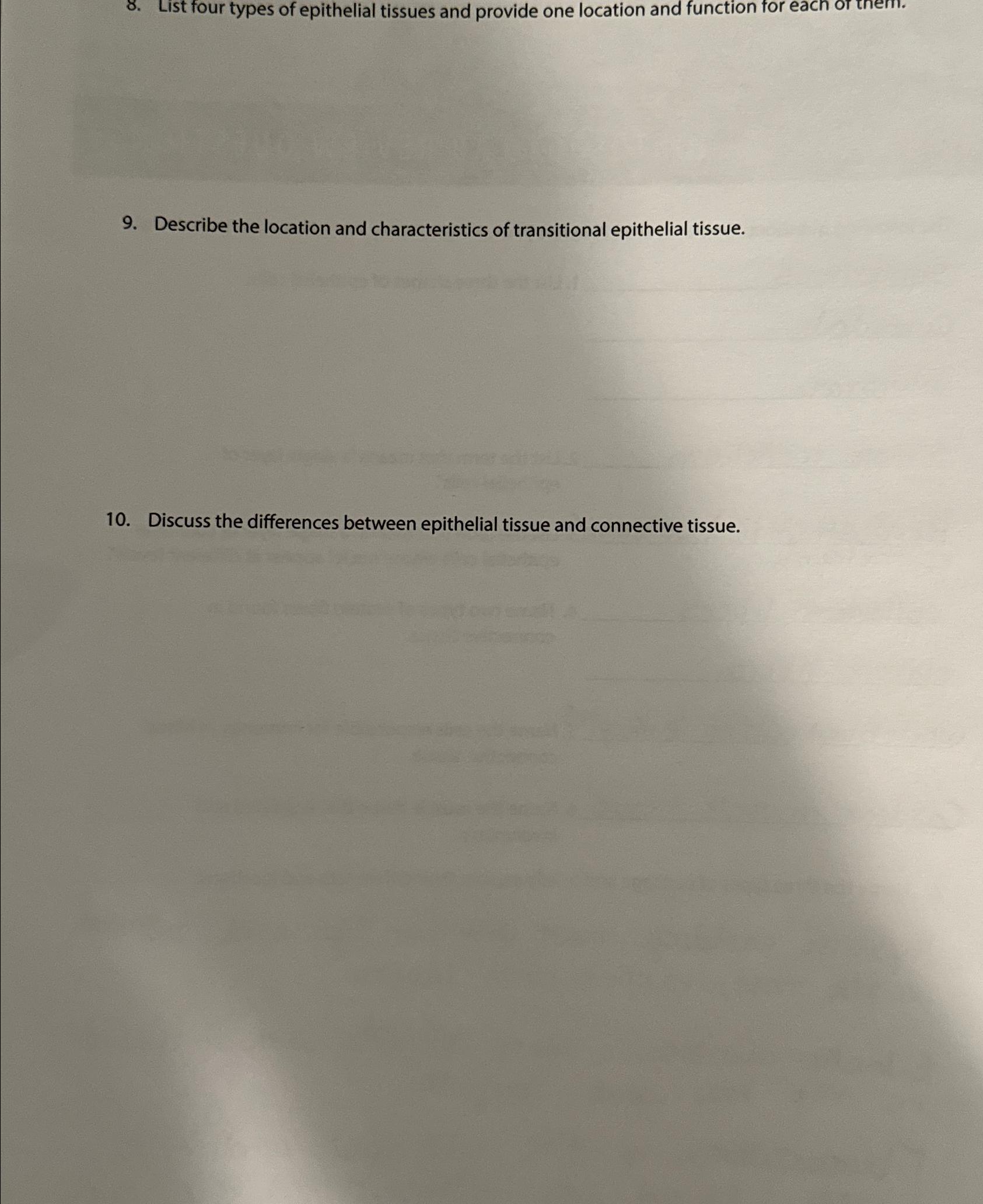 Solved List four types of epithelial tissues and provide one | Chegg.com