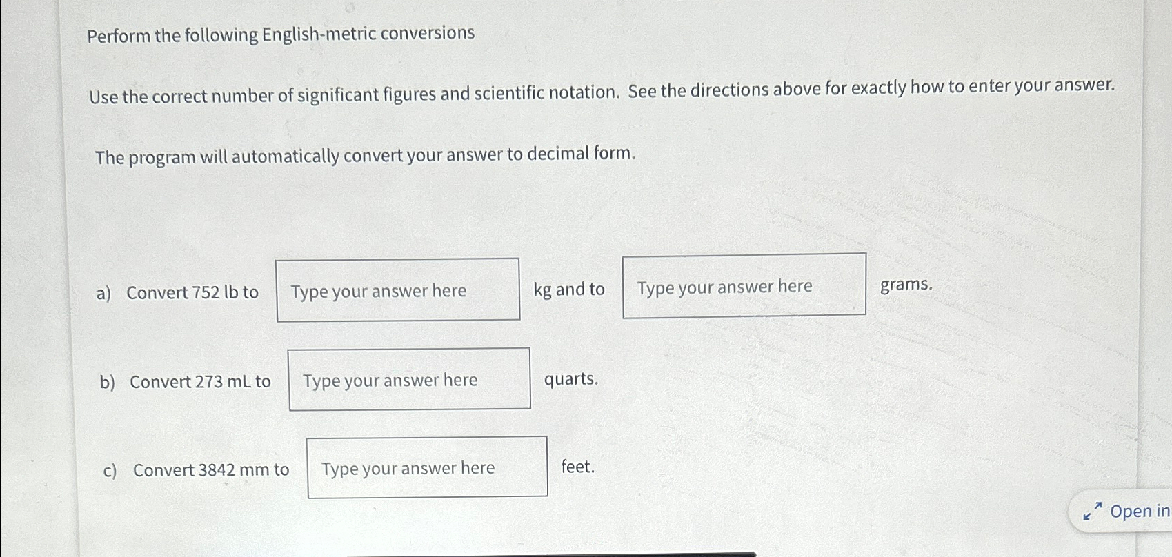 Solved Perform the following English-metric conversionsUse | Chegg.com