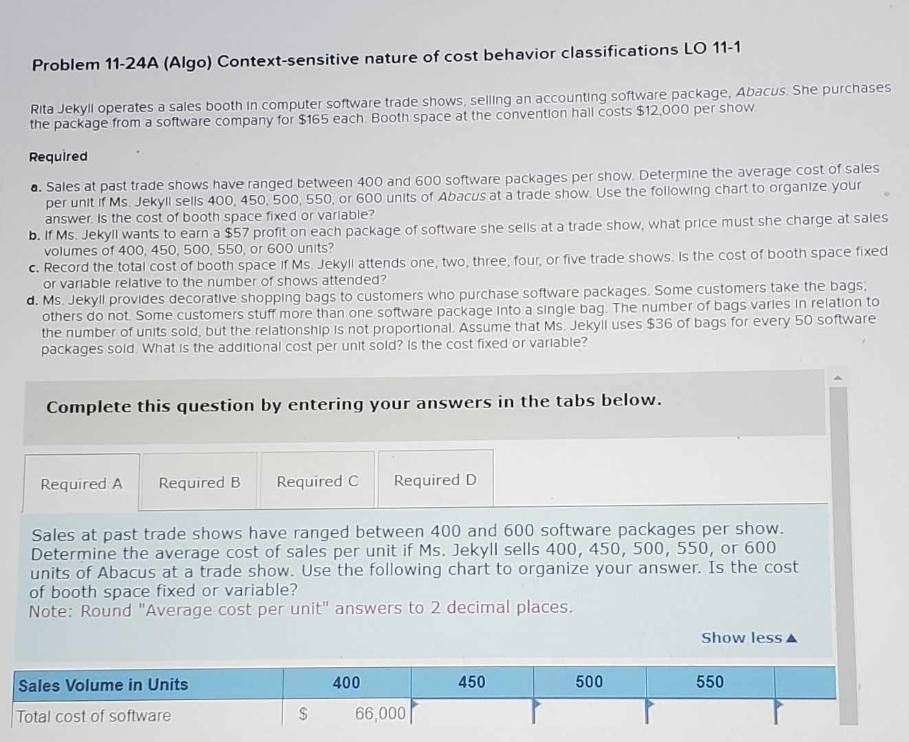 Problem 11-24A (Algo) ﻿Context-sensitive nature of | Chegg.com