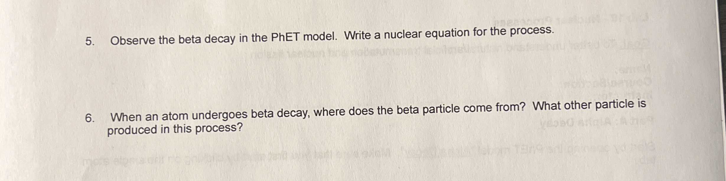 Solved Observe the beta decay in the PhET model. Write a | Chegg.com