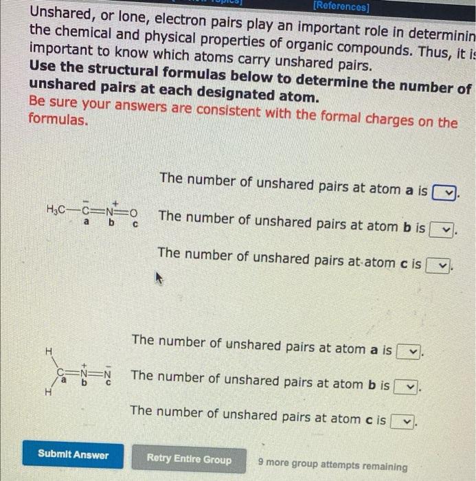 Solved [References] Unshared, or lone, electron pairs play | Chegg.com