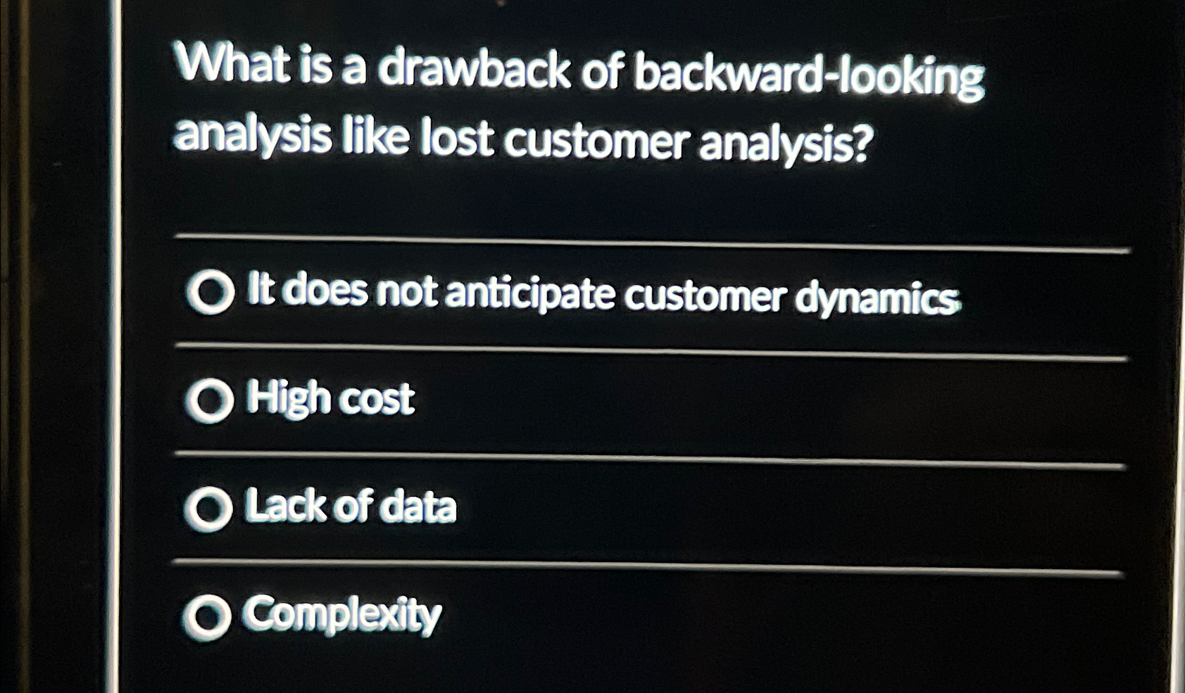 Solved What is a drawback of backward-looking analysis like | Chegg.com