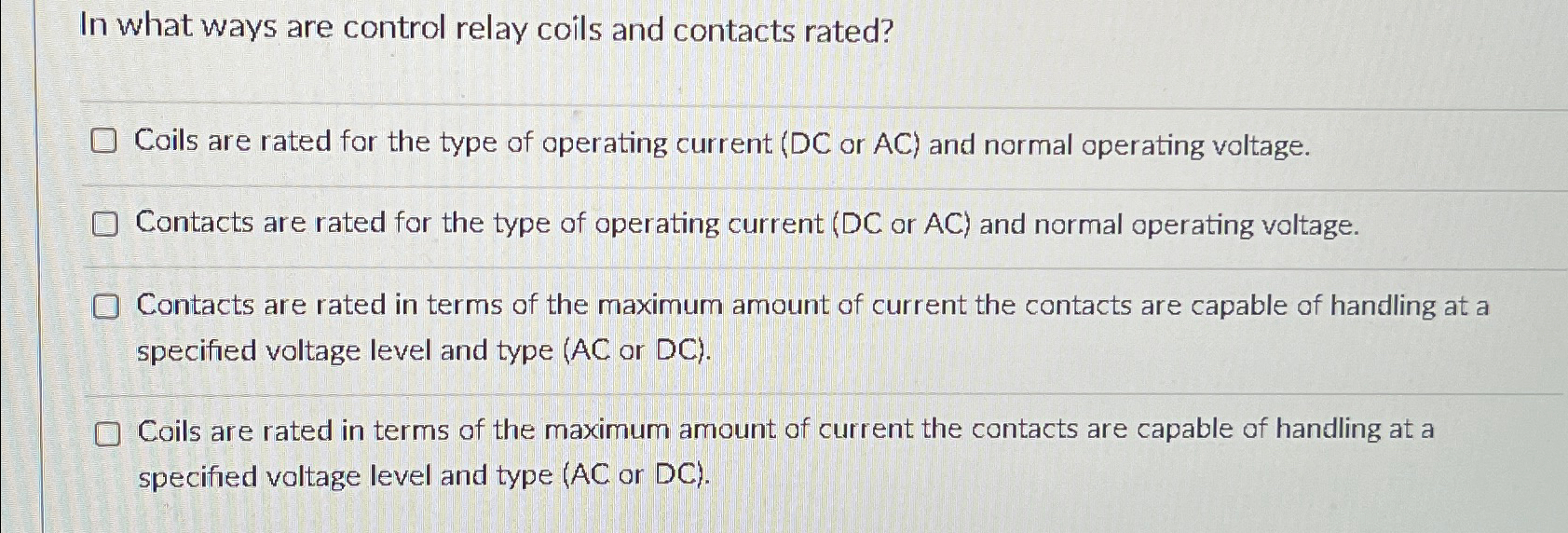 Solved In what ways are control relay coils and contacts | Chegg.com