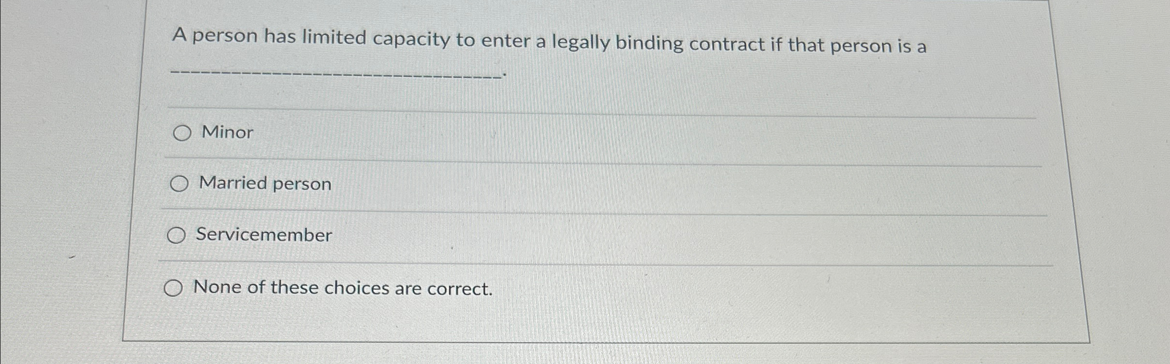 Solved A person has limited capacity to enter a legally | Chegg.com
