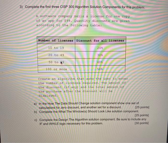 Solved 1 Complete The Write The Algorithm Solution 