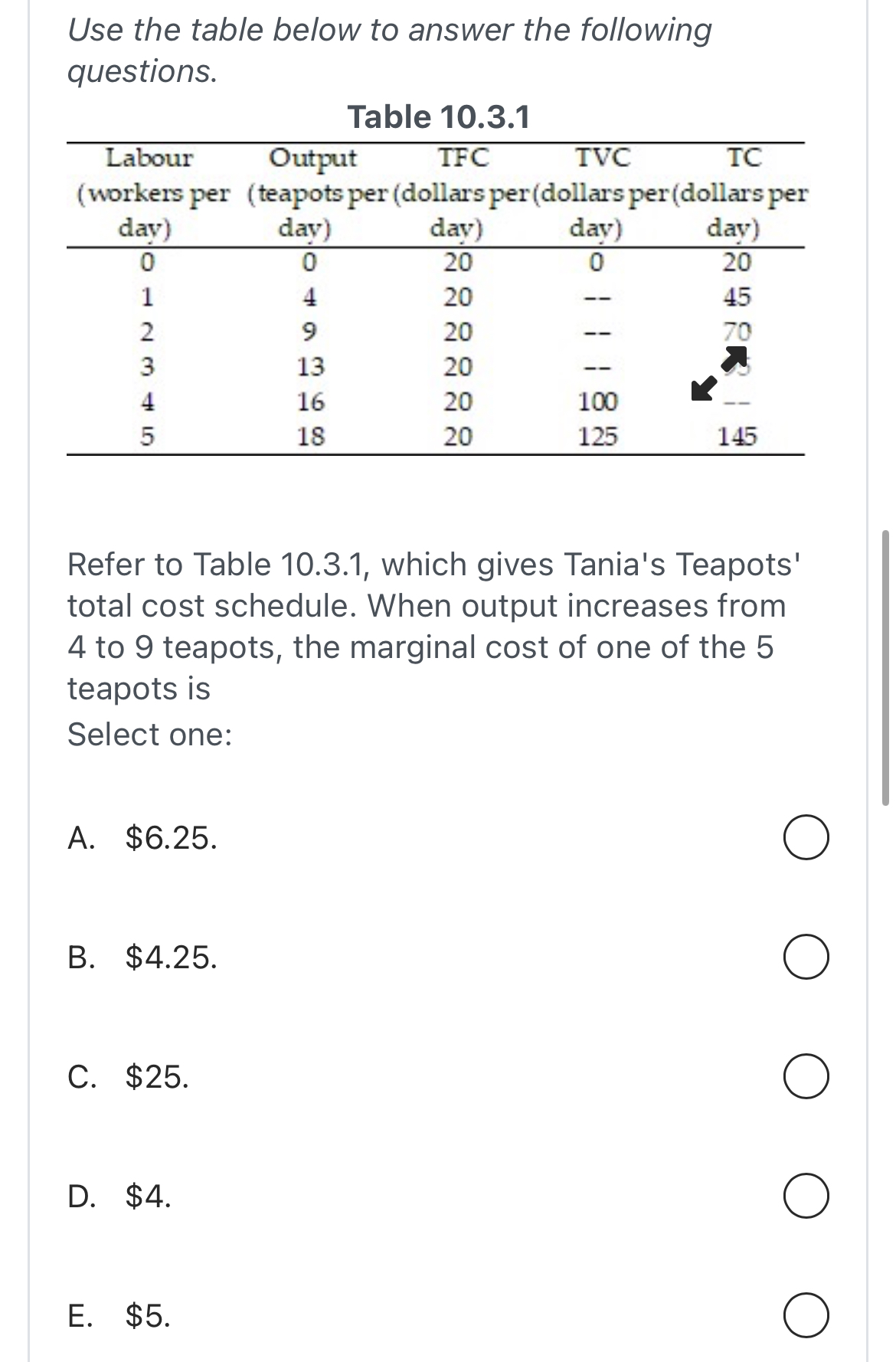 Solved Use the table below to answer the following | Chegg.com