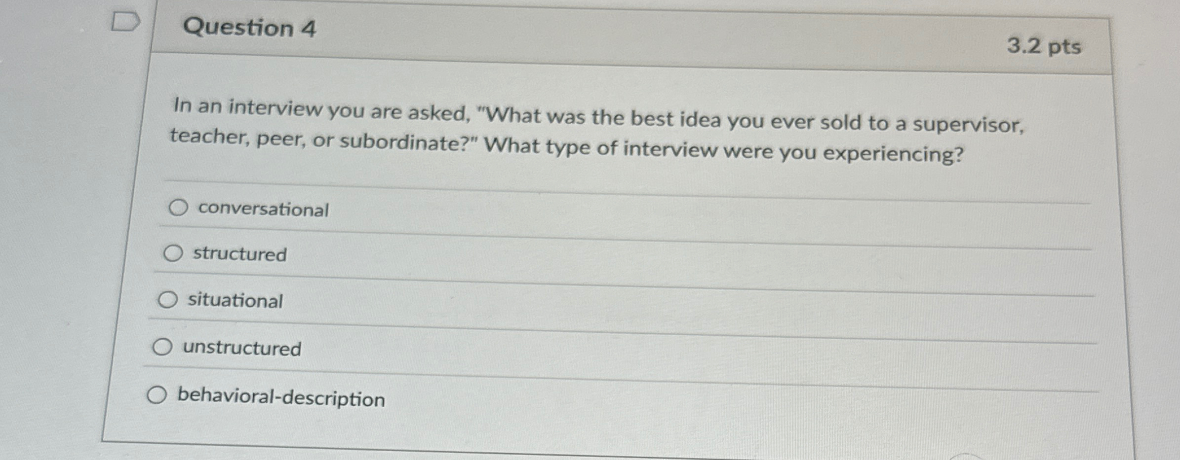 Solved Question 43.2 ﻿ptsIn an interview you are asked, | Chegg.com