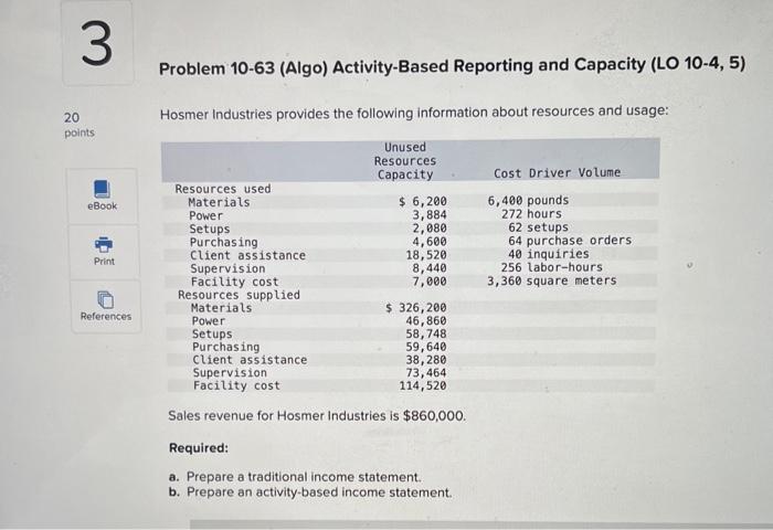 Solved Problem 10-63 (Algo) Activity-Based Reporting and | Chegg.com